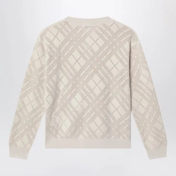 Burberry Openwork Cotton Cardigan In Light Beige