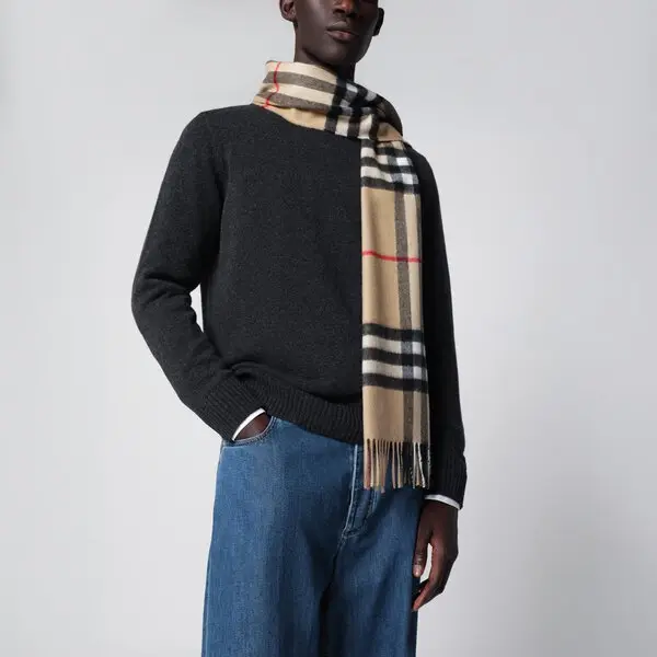 Burberry Cashmere Scarf With Check Motif