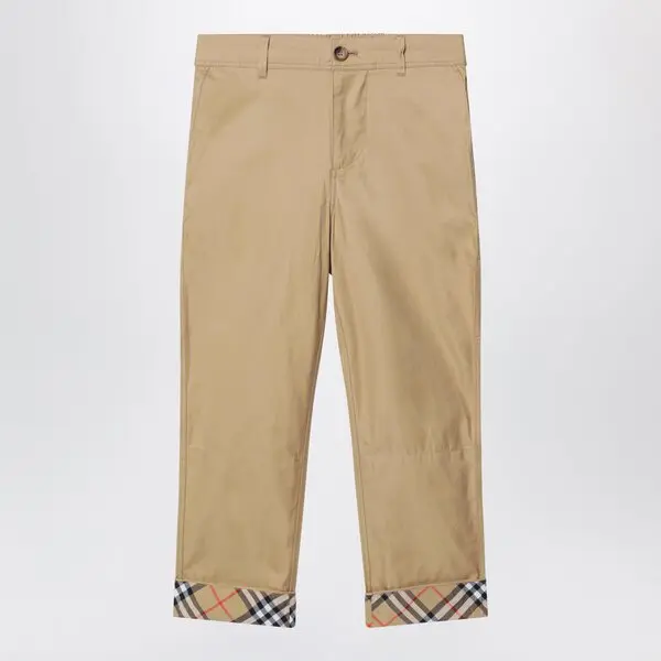 Burberry Cuffed Trousers With Check Motif