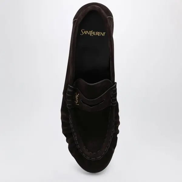 Saint Laurent Suede Loafer Moccasins - Brown