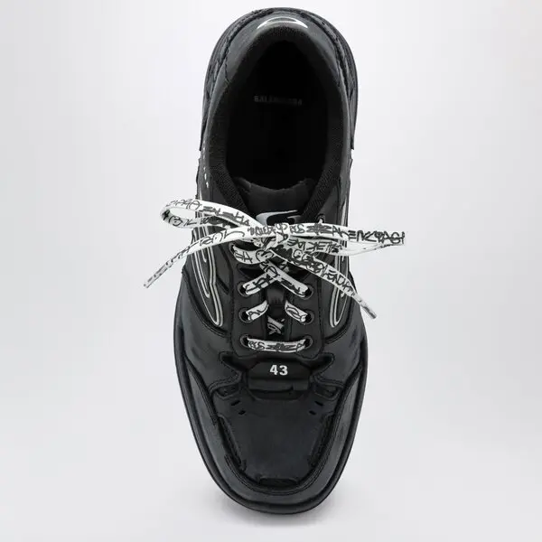 Balenciaga Calf Leather And Polyester Distressed Sneakers - Black