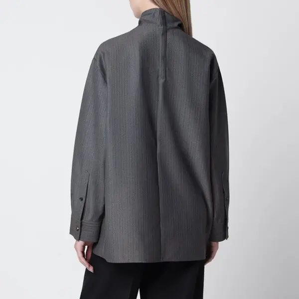 Bottega Veneta Mélange Lightweight Wool Canvas Blouse