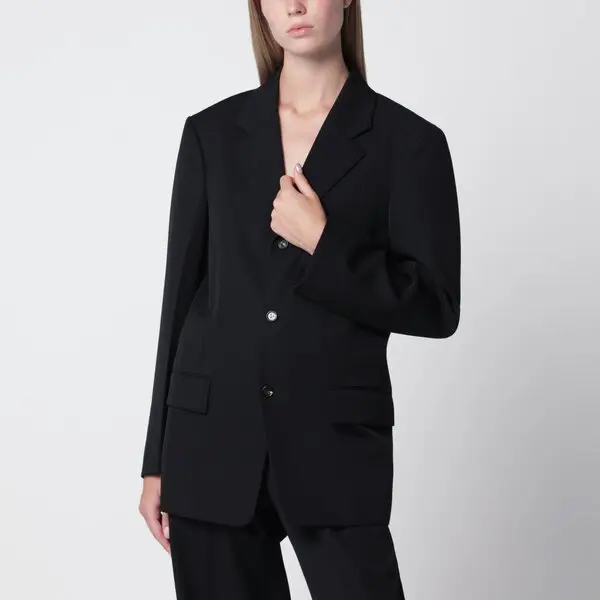 Bottega Veneta Grain De Poudre Wool Single-breasted Jacket - Black