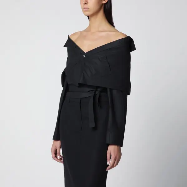 Balenciaga Off-shoulder Wrap Shirt - Black
