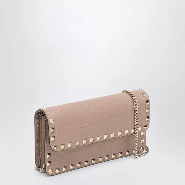 Valentino Garavani Garnet Calfskin Rockstud Chain Wallet