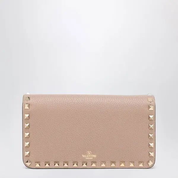 Valentino Garavani Garnet Calfskin Rockstud Chain Wallet