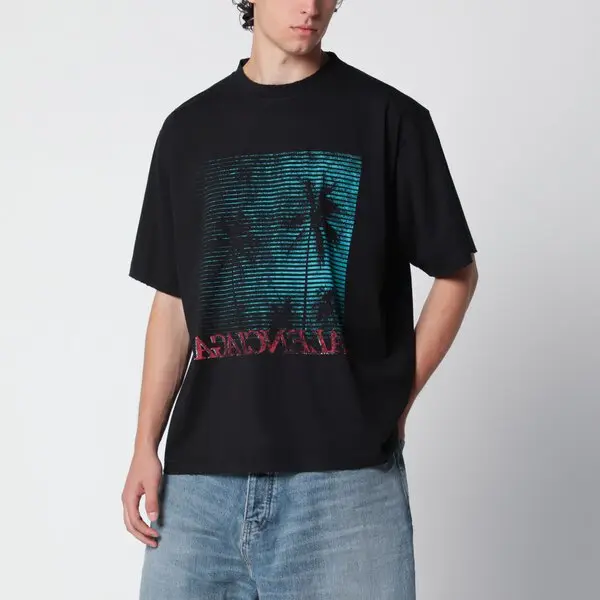 Balenciaga Holiday Graphic Print Cotton T-shirt - Black