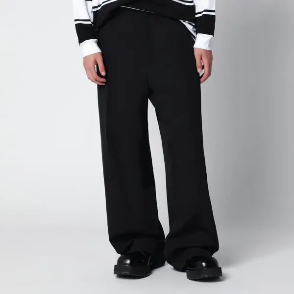Balenciaga Wide-leg Tailored Trousers In Twill - Black