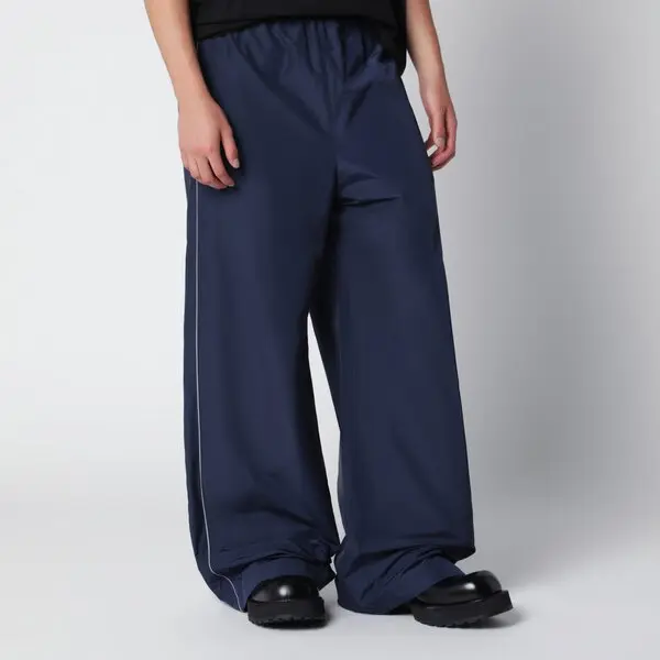 Balenciaga Bodies Track Pants In Dark Navy Poplin