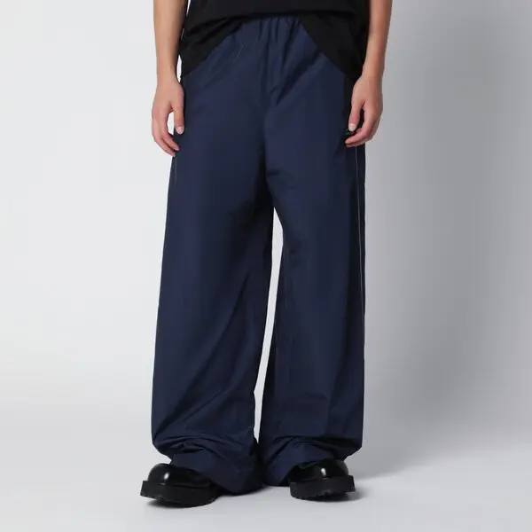 Balenciaga Bodies Track Pants In Dark Navy Poplin - Blue