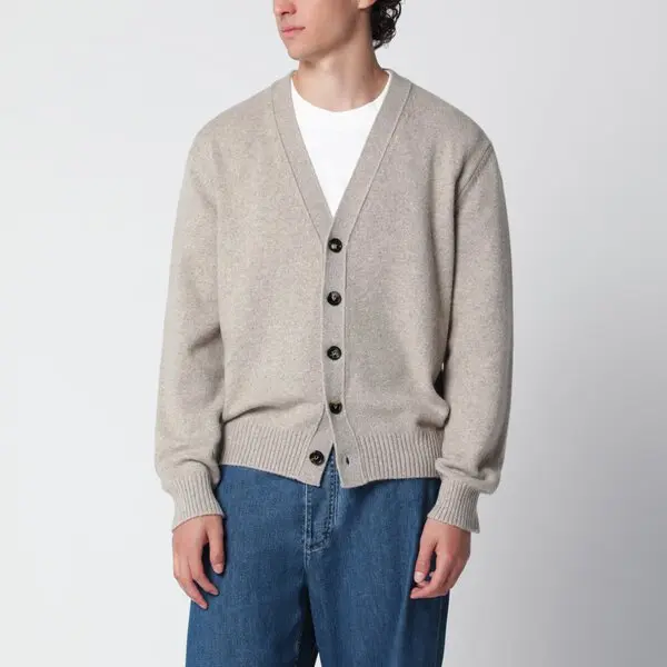Bottega Veneta Greige Mélange Cashmere-blend Cardigan - Beige