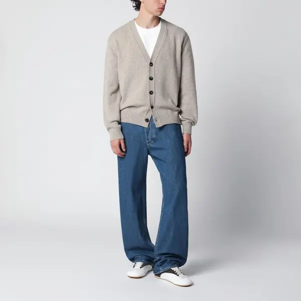 Bottega Veneta Greige Mélange Cashmere-blend Cardigan - Beige