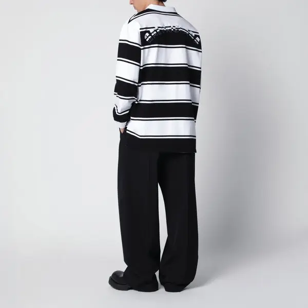Balenciaga Black/white Striped Cotton Polo Shirt