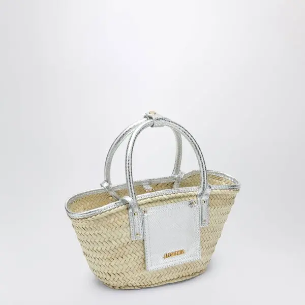Jacquemus Small Soli Basket Bag In Natural/silver Raffia
