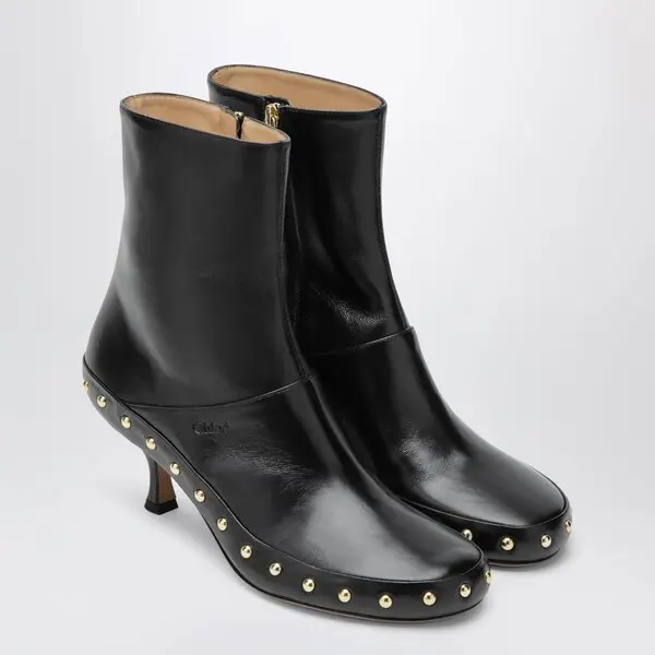 Chloé Junie Hammered Leather Ankle Boots