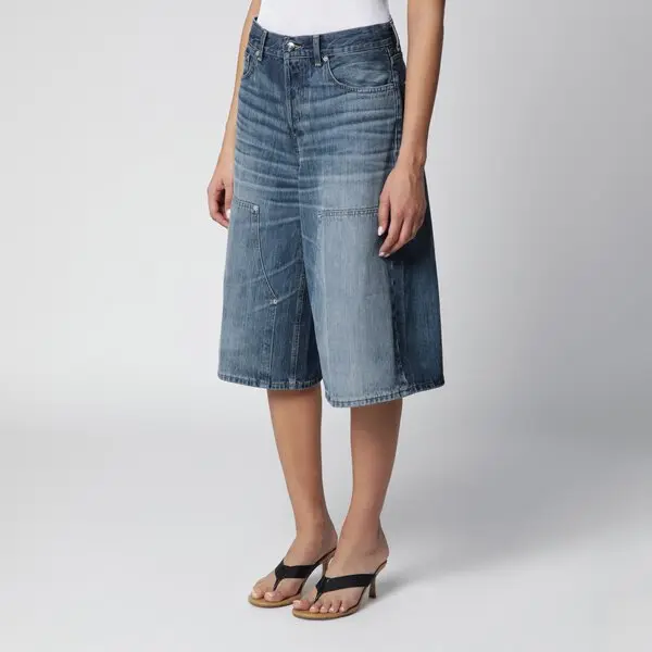 HAIKURE Wide Leg Denim Bermuda Shorts - Blue