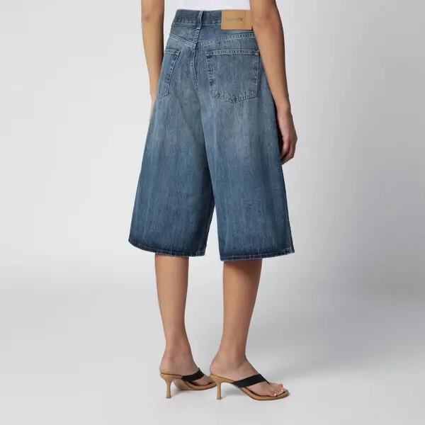 HAIKURE Wide Leg Denim Bermuda Shorts - Blue