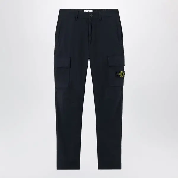 Stone Island Navy Trousers With Compass Logo
