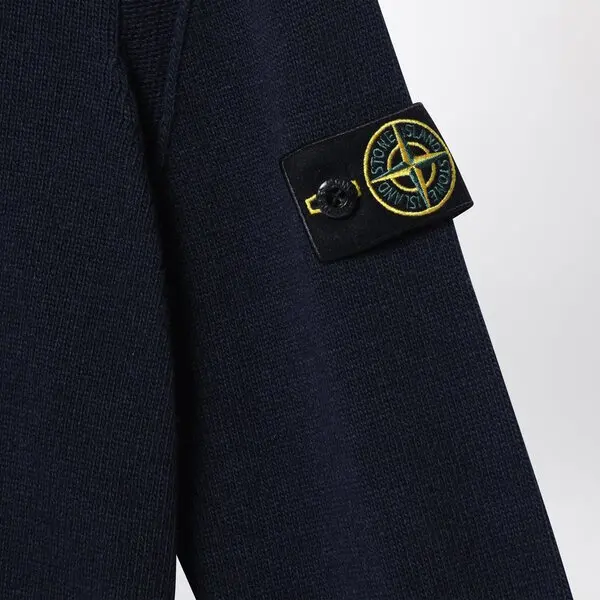 Stone Island Navy Ribbed Virgin Wool Sweater