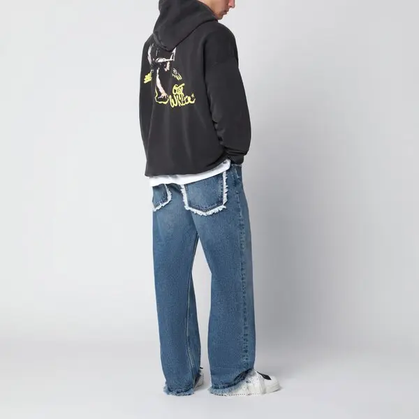 OFF-WHITE™ Washed Cotton Hoodie With Graphic Print