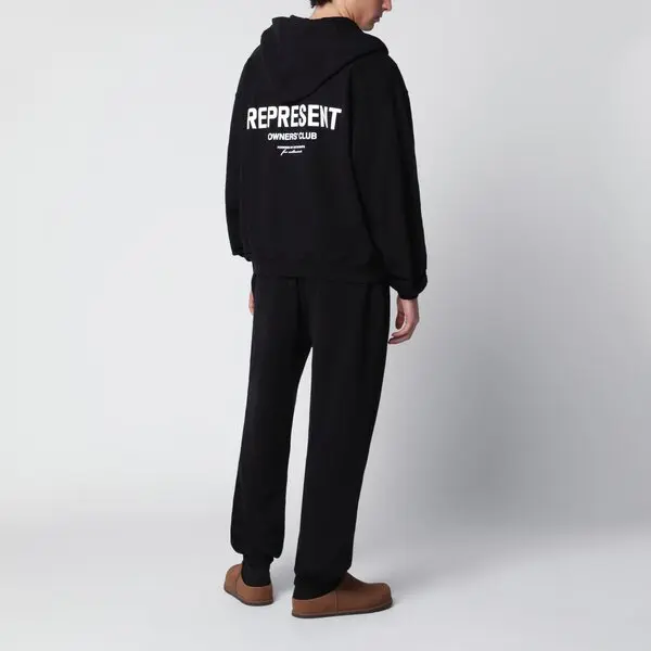 REPRESENT Cotton Zip-up Hoodie With Logo Detailing - Black