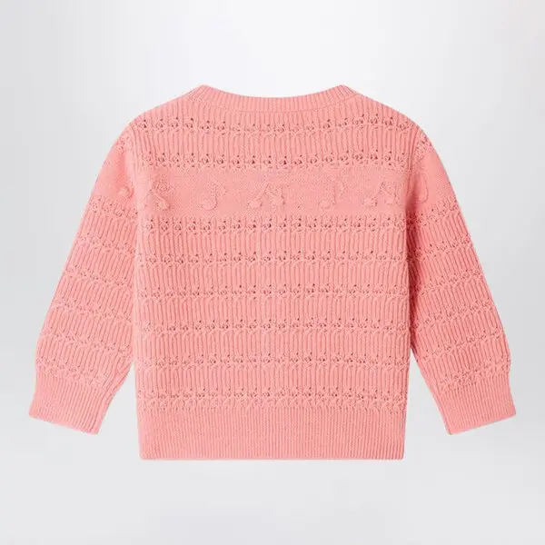 Bonpoint Mahana Cardigan With Cherries And Musical Notes In Wool Blend