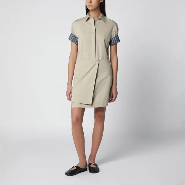 Loewe Short Cotton And Silk Gabardine Wrap Dress - Beige