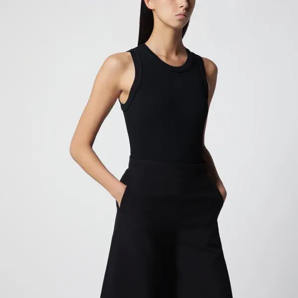 Loewe Ribbed Anagram Tank Top In Viscose - Black