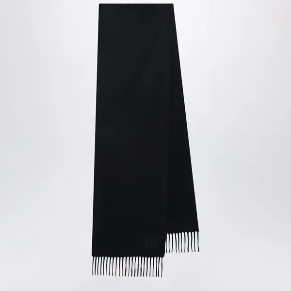 Max Mara Cashmere Stole With Monogram Embroidery - Black