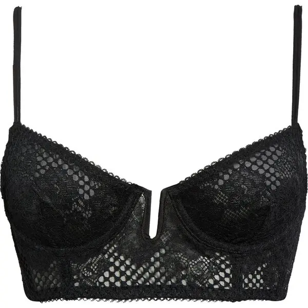 Free People Graphic Edge Demi Longline Bra - Black