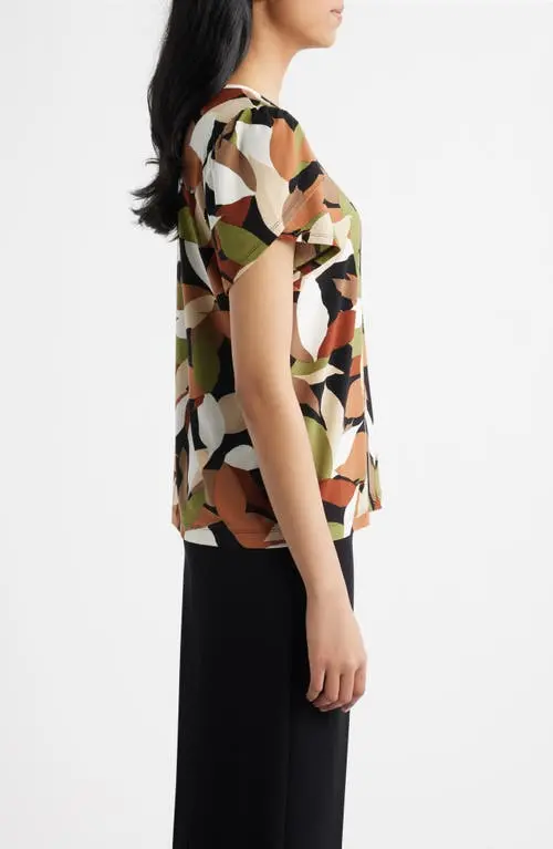 Anne Klein Foliage Print Tulip Sleeve Top
