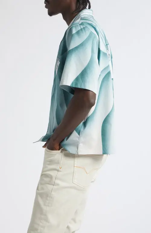 Versace The Vortex Print Cotton Poplin Camp Shirt