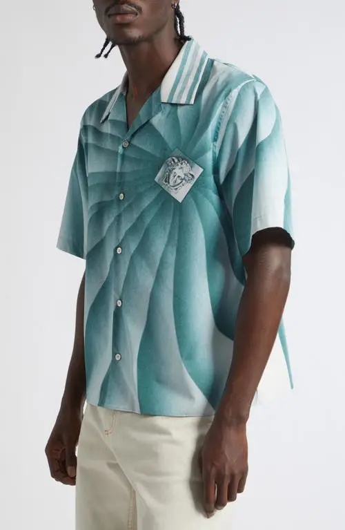 Versace The Vortex Print Cotton Poplin Camp Shirt