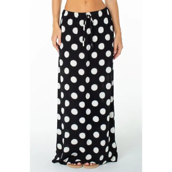 Roxy Iyla Polka Dot Drawstring Maxi Skirt - Anthracite