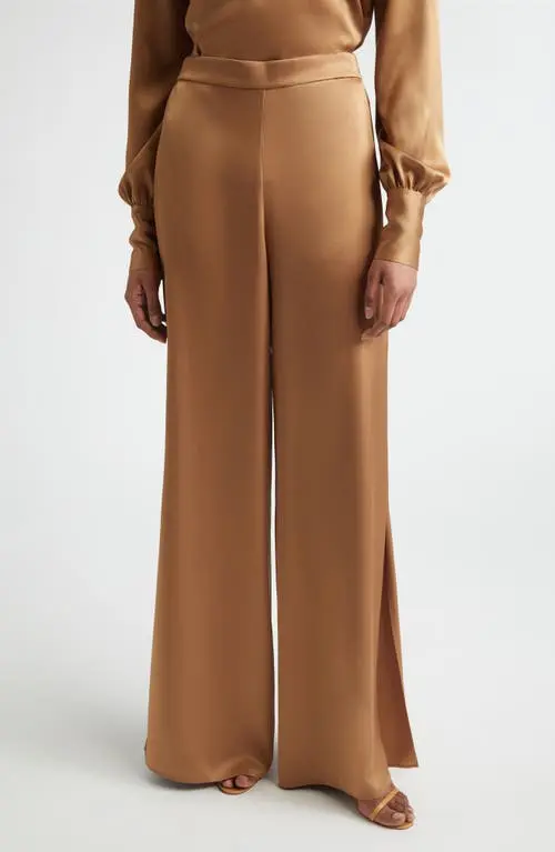 St. John Kate Side Slit Liquid Satin Pants
