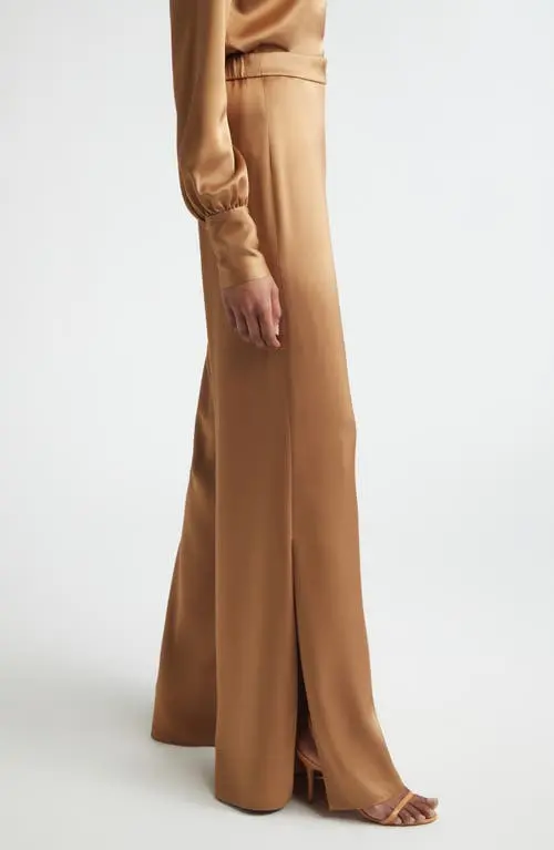 St. John Kate Side Slit Liquid Satin Pants