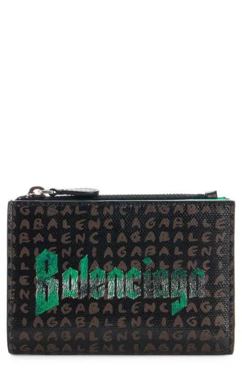 Balenciaga Snob Allover Logo Coated Canvas Bifold Wallet - Amaranth