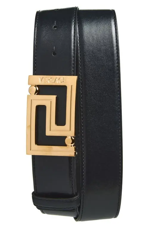 Versace Greca Leather Belt - Black Gold