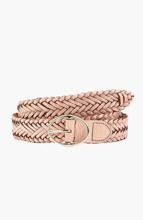 LASCANA Woven Leather Belt With Pin Buckle - Rose