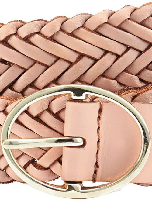 LASCANA Woven Leather Belt With Pin Buckle - Rose