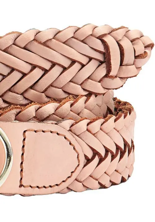 LASCANA Woven Leather Belt With Pin Buckle - Rose