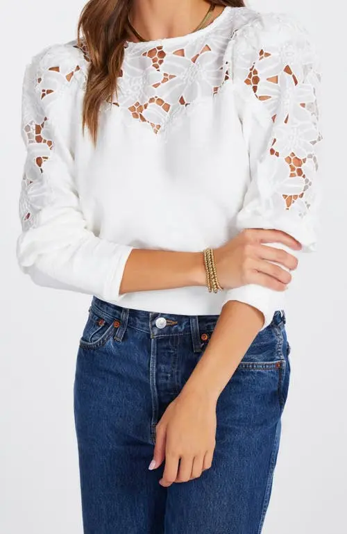 BISHOP + YOUNG Flora Texture Pullover With Lace Cutout Detailing