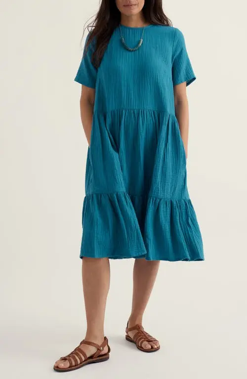 SEASALT CORNWALL Pebble Comb Organic Cotton Double Gauze Dress - Waterscape