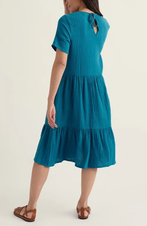 SEASALT CORNWALL Pebble Comb Organic Cotton Double Gauze Dress - Waterscape