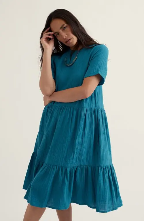 SEASALT CORNWALL Pebble Comb Organic Cotton Double Gauze Dress - Waterscape