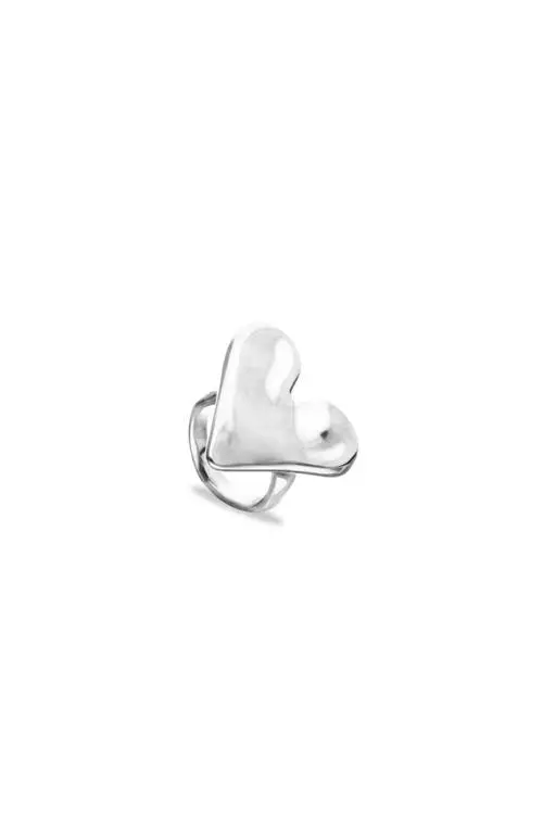 UNODE50 Sterling Plated Ring In The Shape Of A Heart - Silver