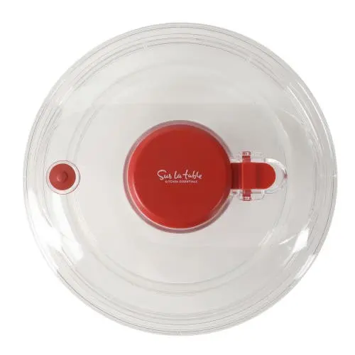 SUR LA TABLE KITCHEN ESSENTIALS Aero Stainless Steel Salad Spinner With Removable Basket - Red