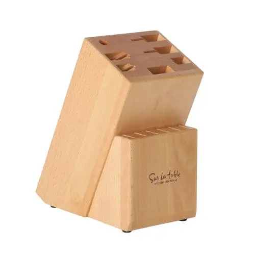 SUR LA TABLE KITCHEN ESSENTIALS 14-piece German Steel Forged Knife Block Set With Beechwood Block - Blue