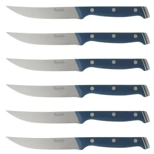 SUR LA TABLE KITCHEN ESSENTIALS 14-piece German Steel Forged Knife Block Set With Beechwood Block - Blue