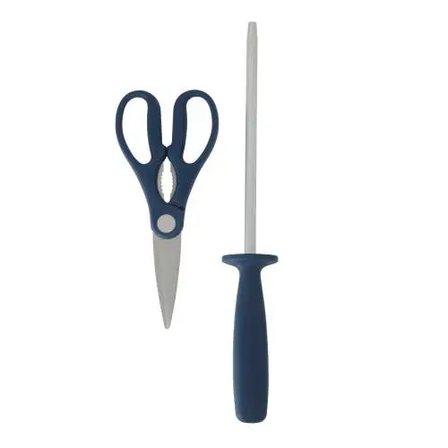 SUR LA TABLE KITCHEN ESSENTIALS 14-piece German Steel Forged Knife Block Set With Beechwood Block - Blue